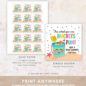 Editable Last Day of School Tag Buckets of Fun Summer End of Year Tag ...