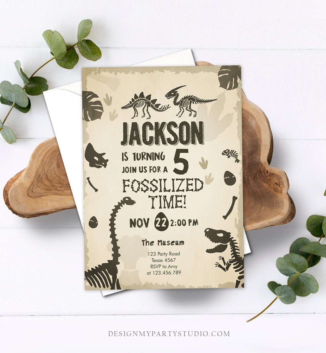 Editable Fossil Birthday Invitation Dino Dig Party Prehistoric - Etsy