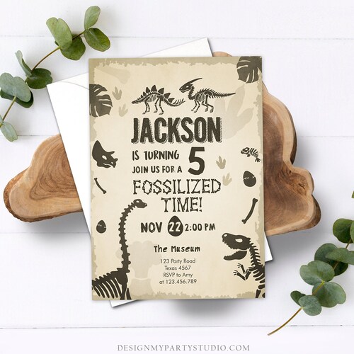 Editable Fossil Birthday Invitation Dino Dig Party Prehistoric | Etsy