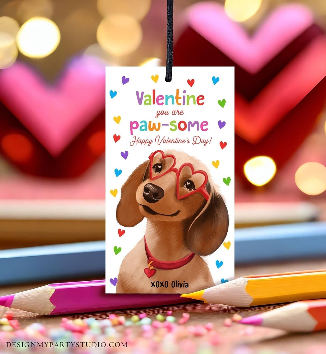 Editable Valentine's Day Tag You're Pawsome Dog Valentine Gift Tag ...