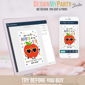 Editable You Are the Apple of My Eye Valentines Day Gift Tag Applesauce ...