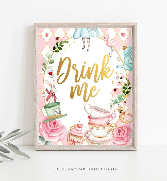 Drink Me Sign Alice in Wonderland Party Sign Mad Tea Party Alice in ...