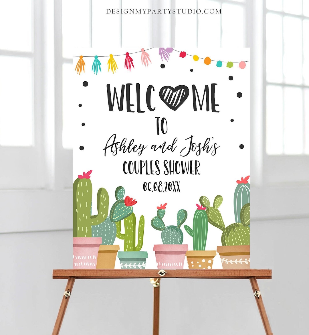 Editable Fiesta Cactus Welcome Sign Couples Shower Welcome Cactus ...
