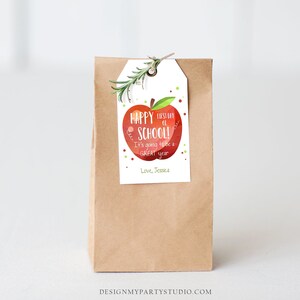 Editable Back to School Tag Happy First Day of School Gift Teacher ...