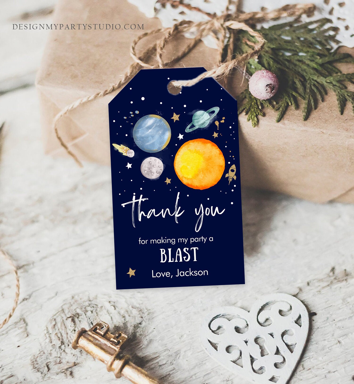 Editable Outer Space Favor Tags Space Birthday Thank You Label Galaxy ...