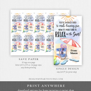 Editable Summer Teacher Appreciation Gift Tag Kids Your Turn to Relax ...