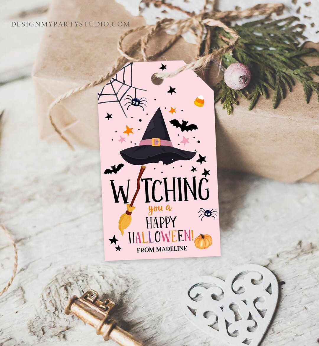Editable Halloween Favor Tags Witching You a Happy Halloween - Etsy