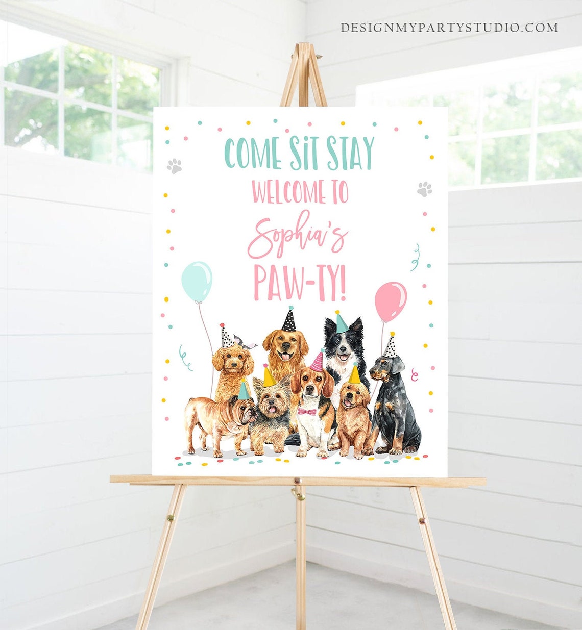 Editable Puppy Dog Birthday Party Welcome Sign Puppy Birthday | Etsy