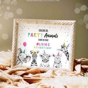 Editable Party Animals Welcome Sign Party Animal Sign Zoo Safari ...