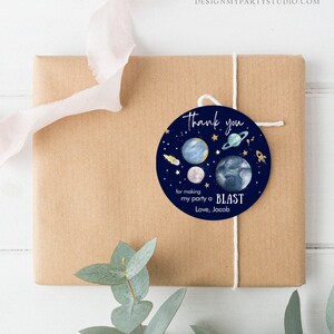 Editable Outer Space Favor Tags Space Birthday Thank You Sticker Galaxy ...