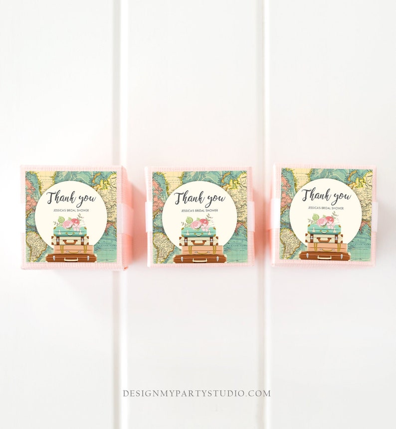 Editable Travel Favor Tags Travel Adventure Bridal Shower Round Square ...