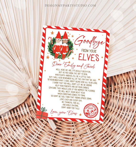 Editable Elf Goodbye Letter Boy and Girl Farewell Letter Christmas ...