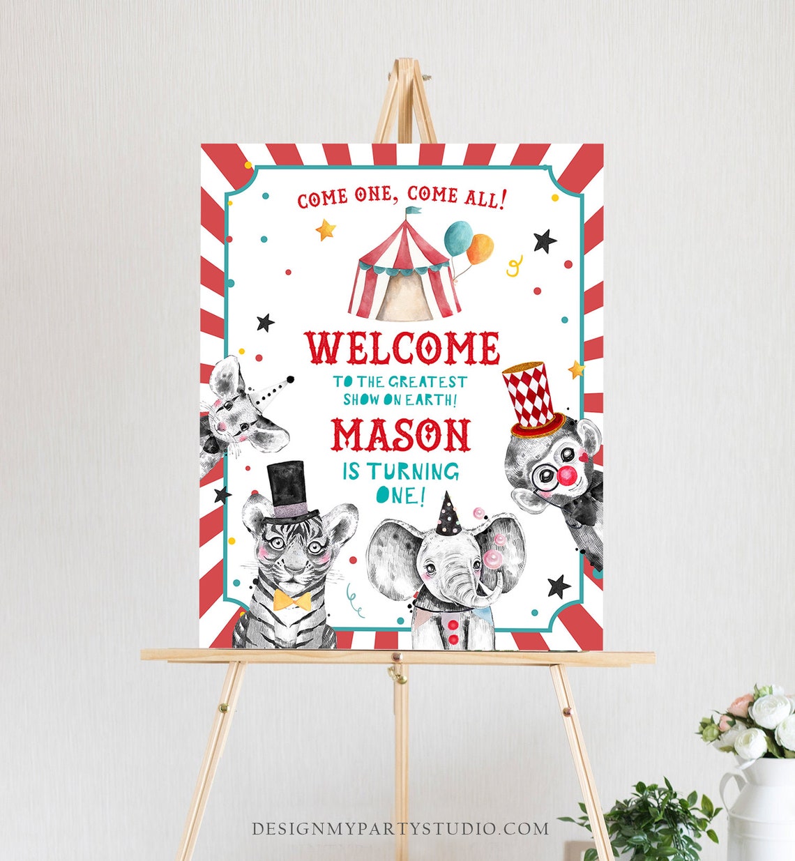 Editable Circus Welcome Sign Carousal Birthday Sign Carnival Welcome ...