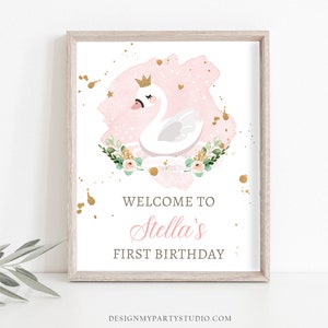 Editable Swan Princess Birthday Welcome Sign Swan Birthday Welcome Sign ...