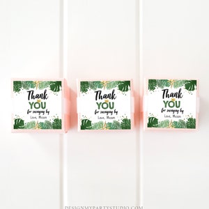 Editable Tropical Safari Favor Tags Thank You Wild One Label Jungle Zoo ...
