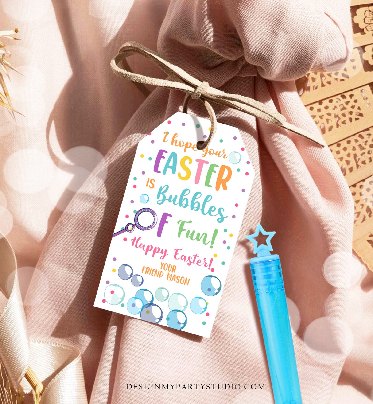 Editable Easter Bubbles Tag Easter Tags Kids Easter Gift Tag - Etsy