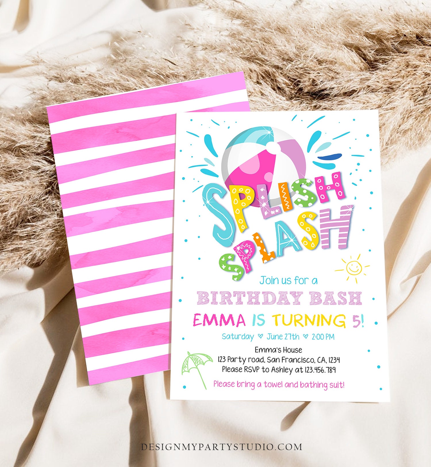 Editable Splish Splash Birthday Invitation Pool Party Boy - Etsy