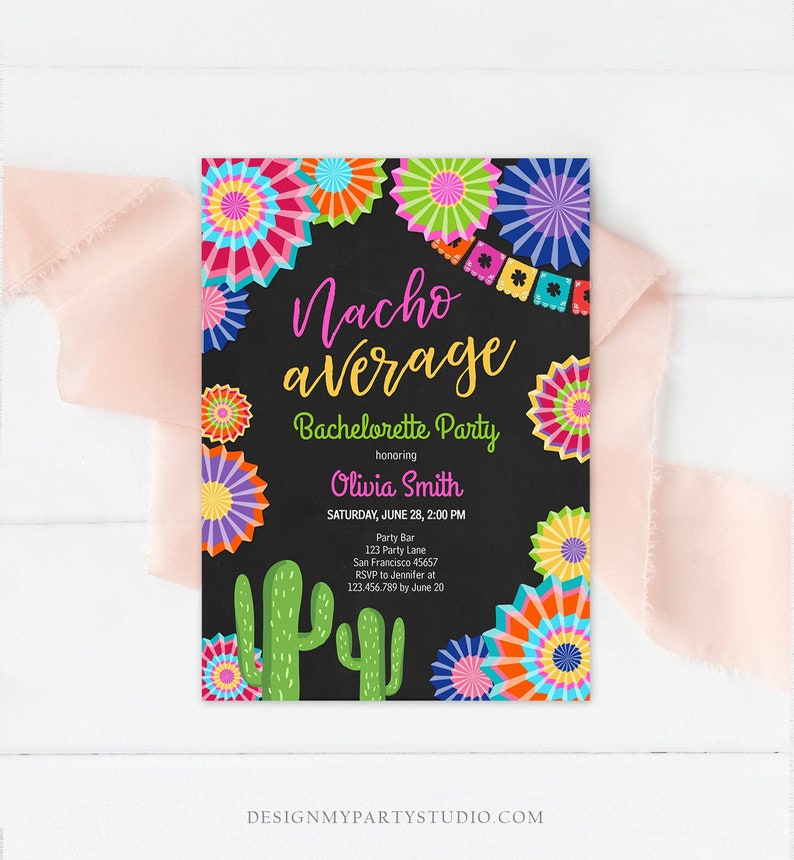 Editable Fiesta Nacho Average Bachelorette Party Invitation - Etsy