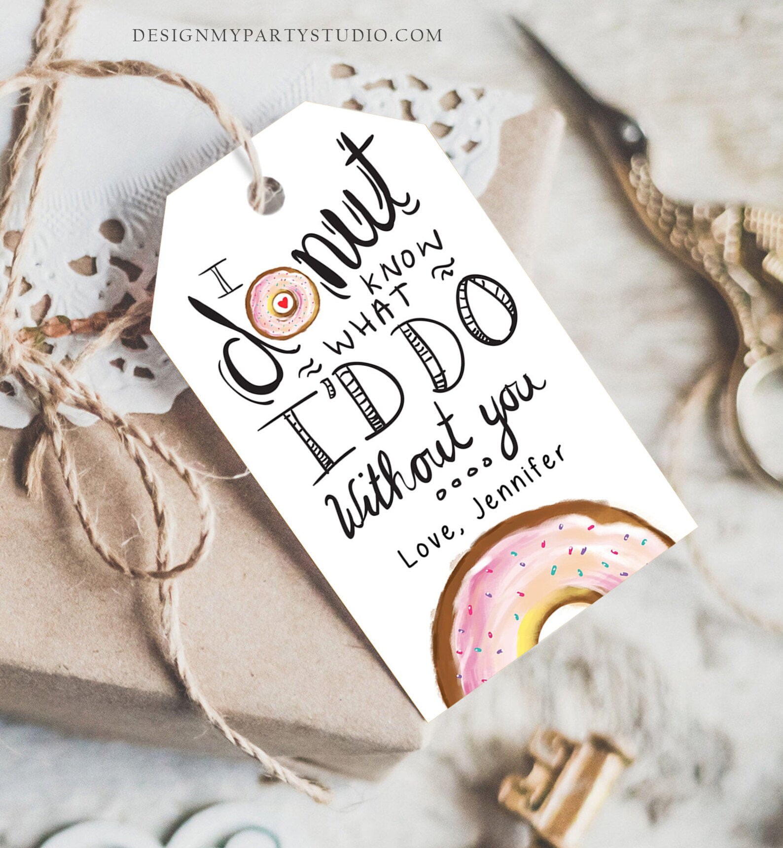 Editable Donut Valentine Tag Valentine's Day Card for Kids - Etsy