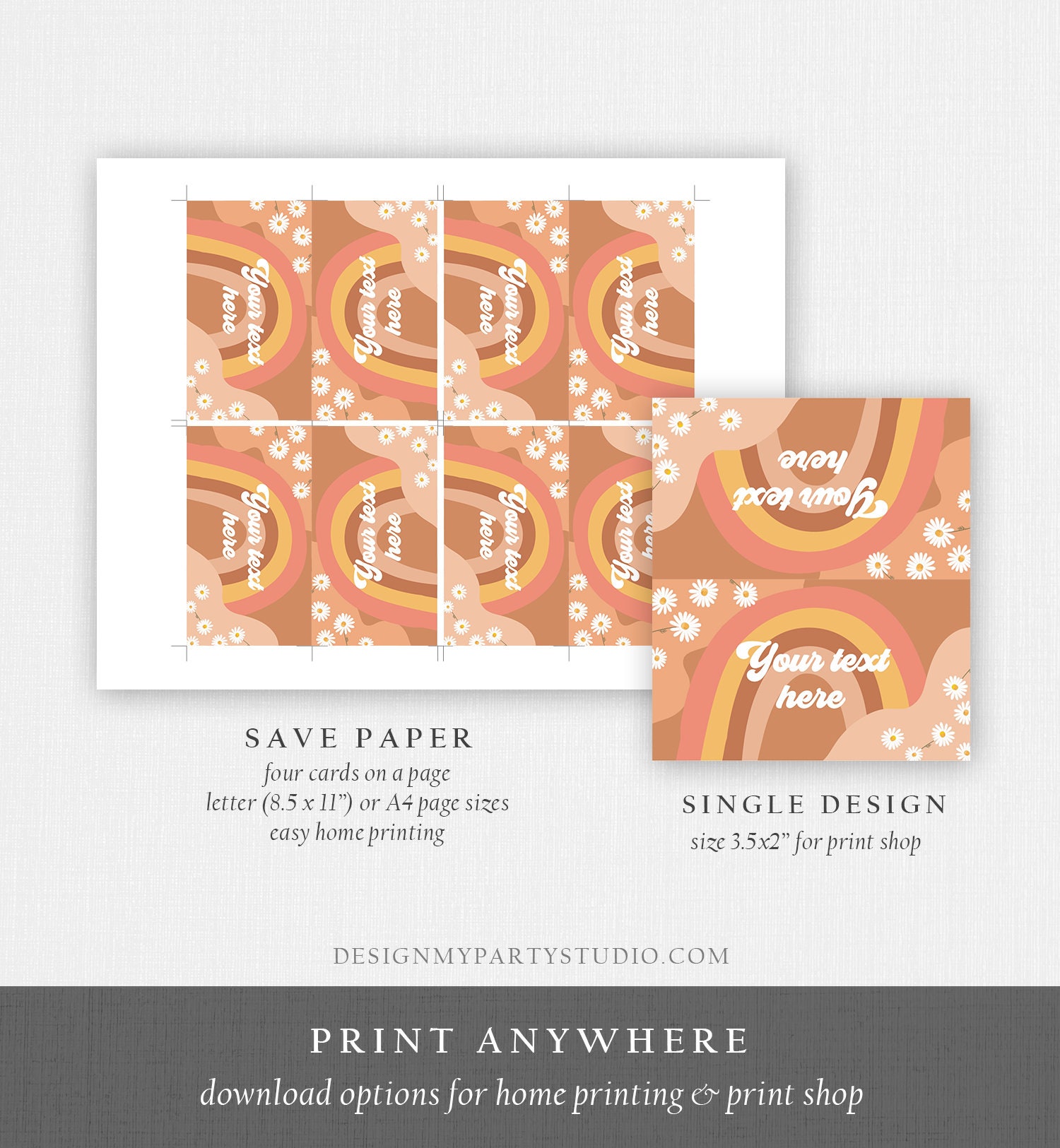 Editable Groovy Retro Daisy Food Labels Flower Power 70's - Etsy