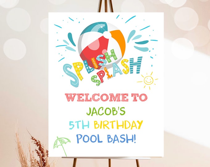 Editable Pool Party Welcome Sign Pool Party Birthday Beach - Etsy