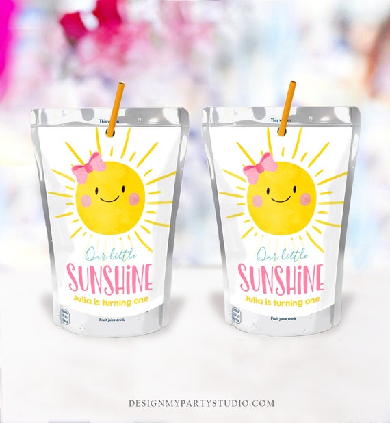 Editable Sunshine Capri Sun Labels Juice Pouch Labels Sunshine Birthday ...
