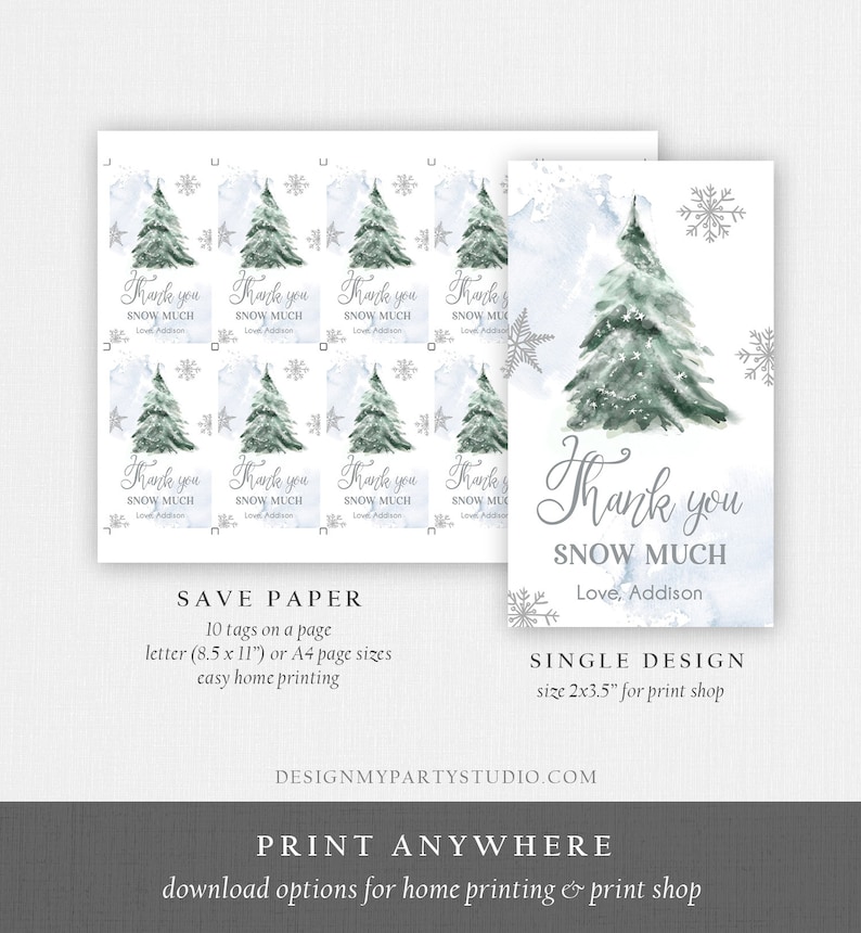 Editable Winter Thank You Tags Winter Onederland Holiday - Etsy