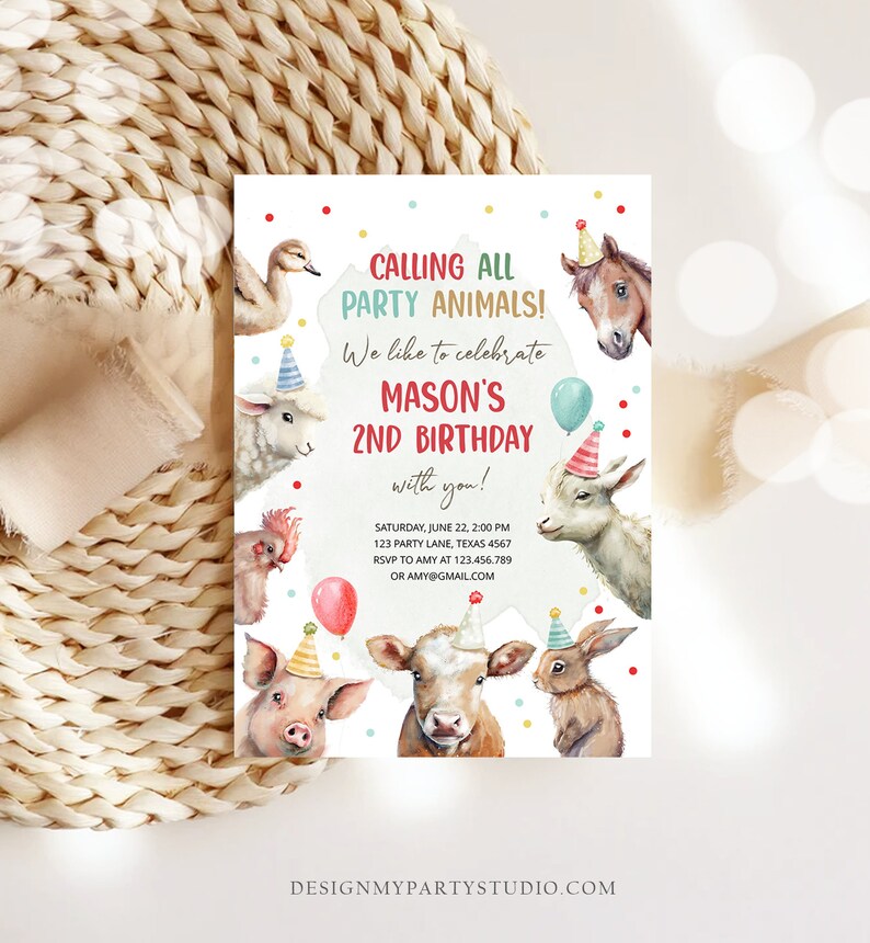 Editable Farm Animals Birthday Invitation Boy Farm Barnyard - Etsy