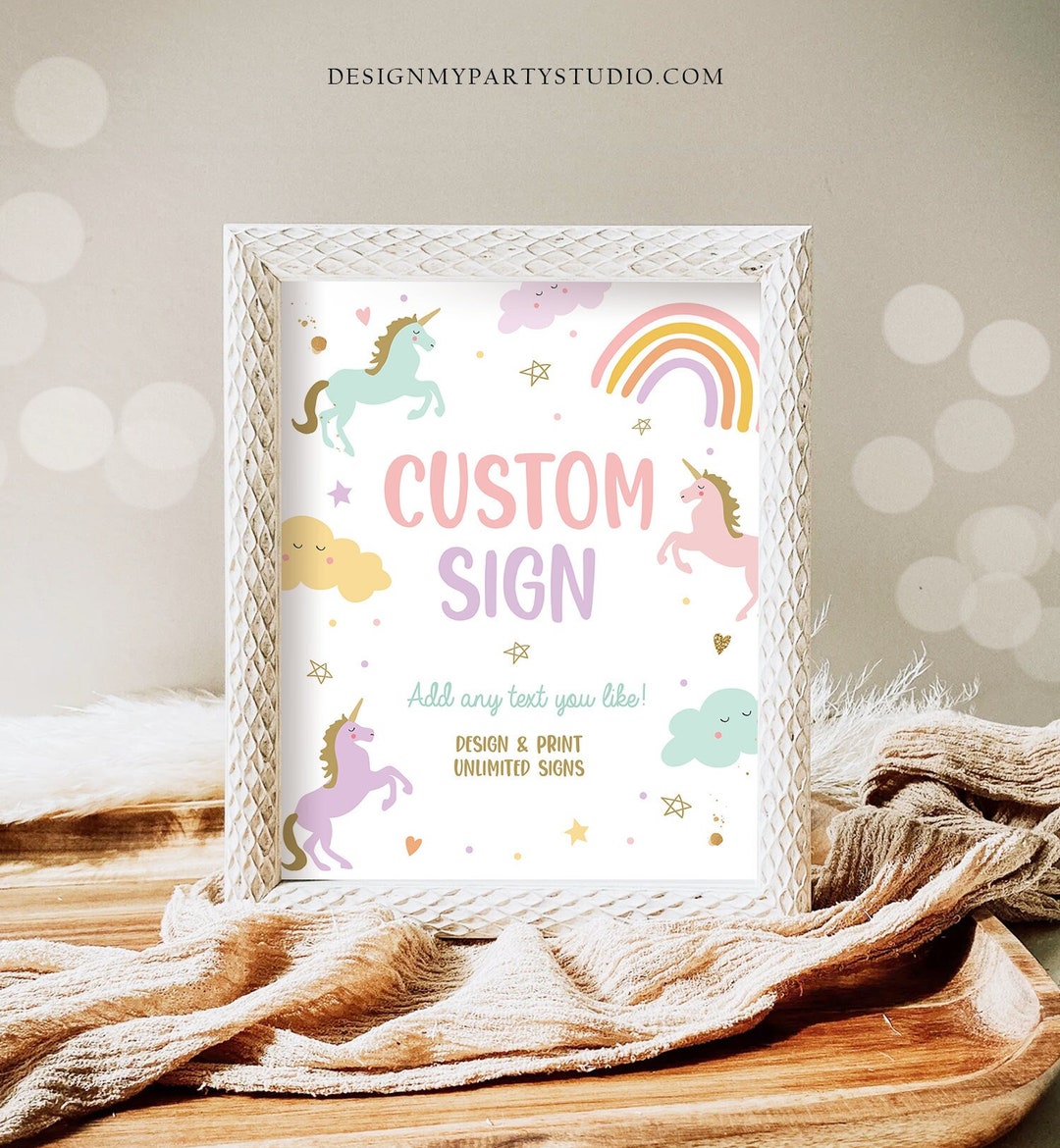 Editable Custom Sign Unicorn Birthday Magical Unicorn Party Decor Girl ...