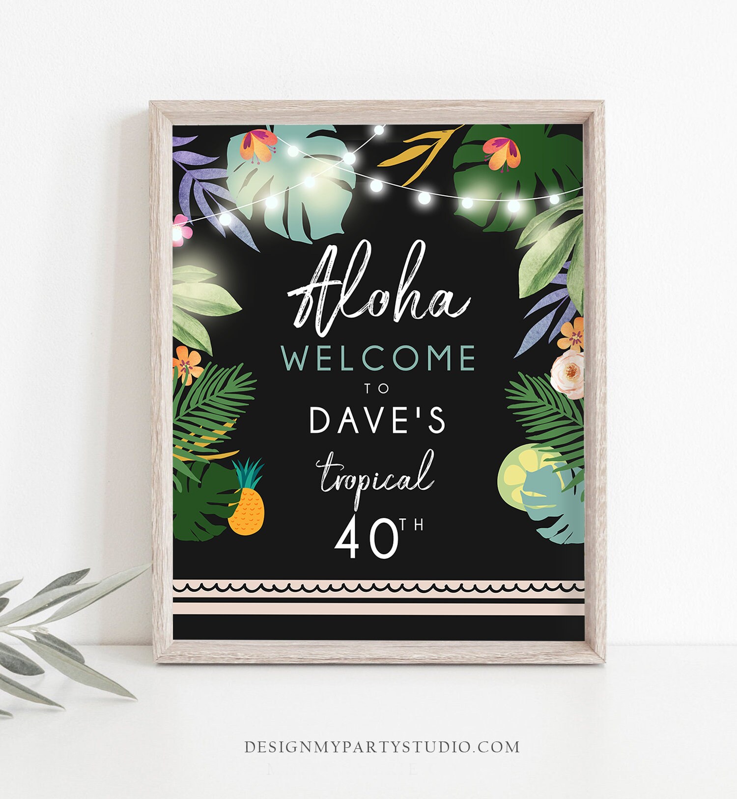 Editable Tropical Welcome Sign Aloha Tropical Party Adult - Etsy