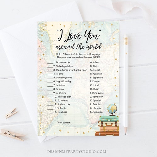 Editable Travel Bridal Shower Game I Love You Around The World Etsy