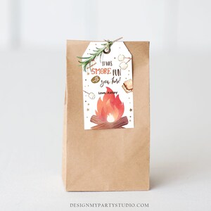 Editable S'more Favor Tags Thank You Backyard Bonfire Party Birthday ...