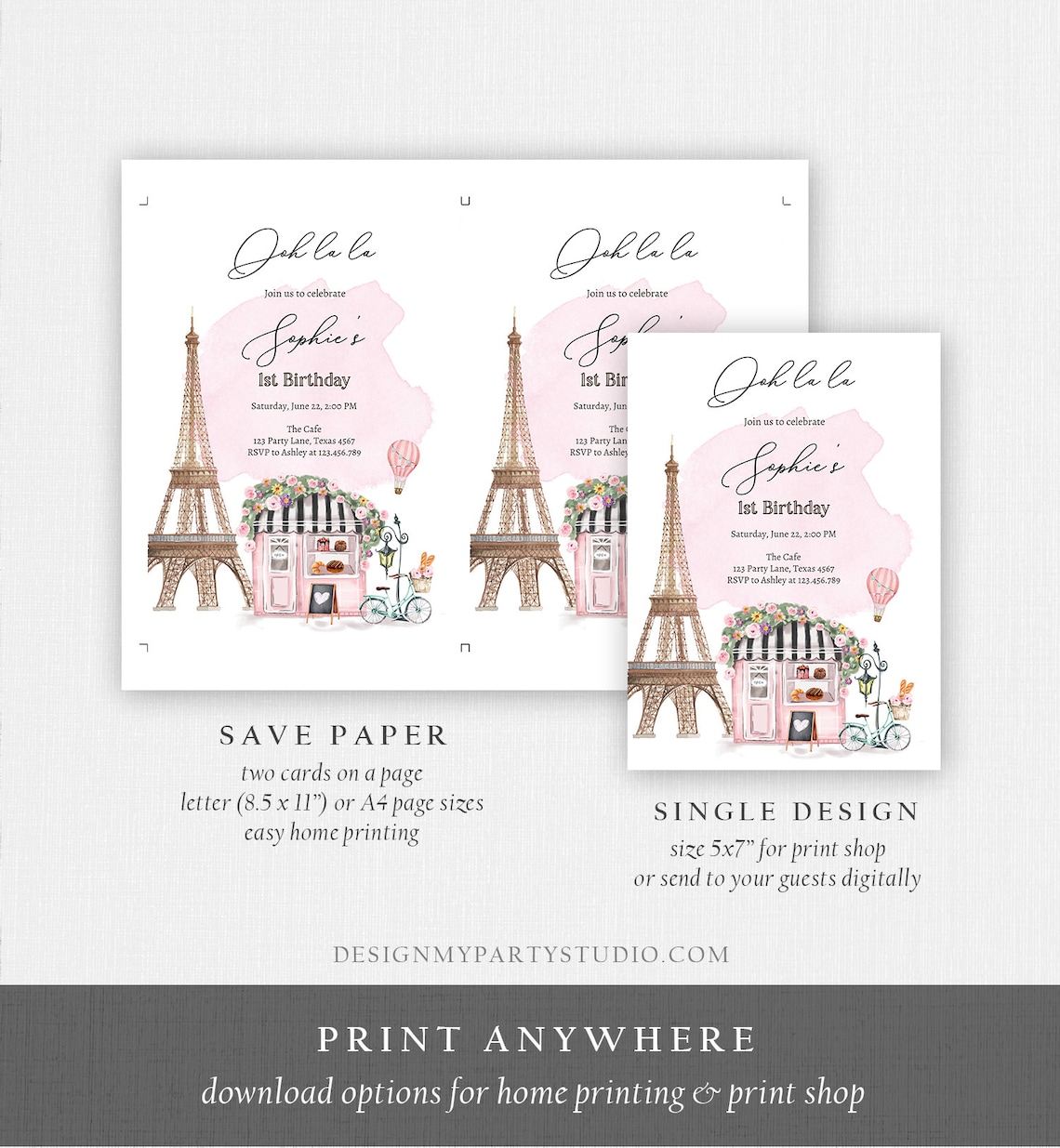 Editable Paris Birthday Invitation French Patisserie Parisian - Etsy