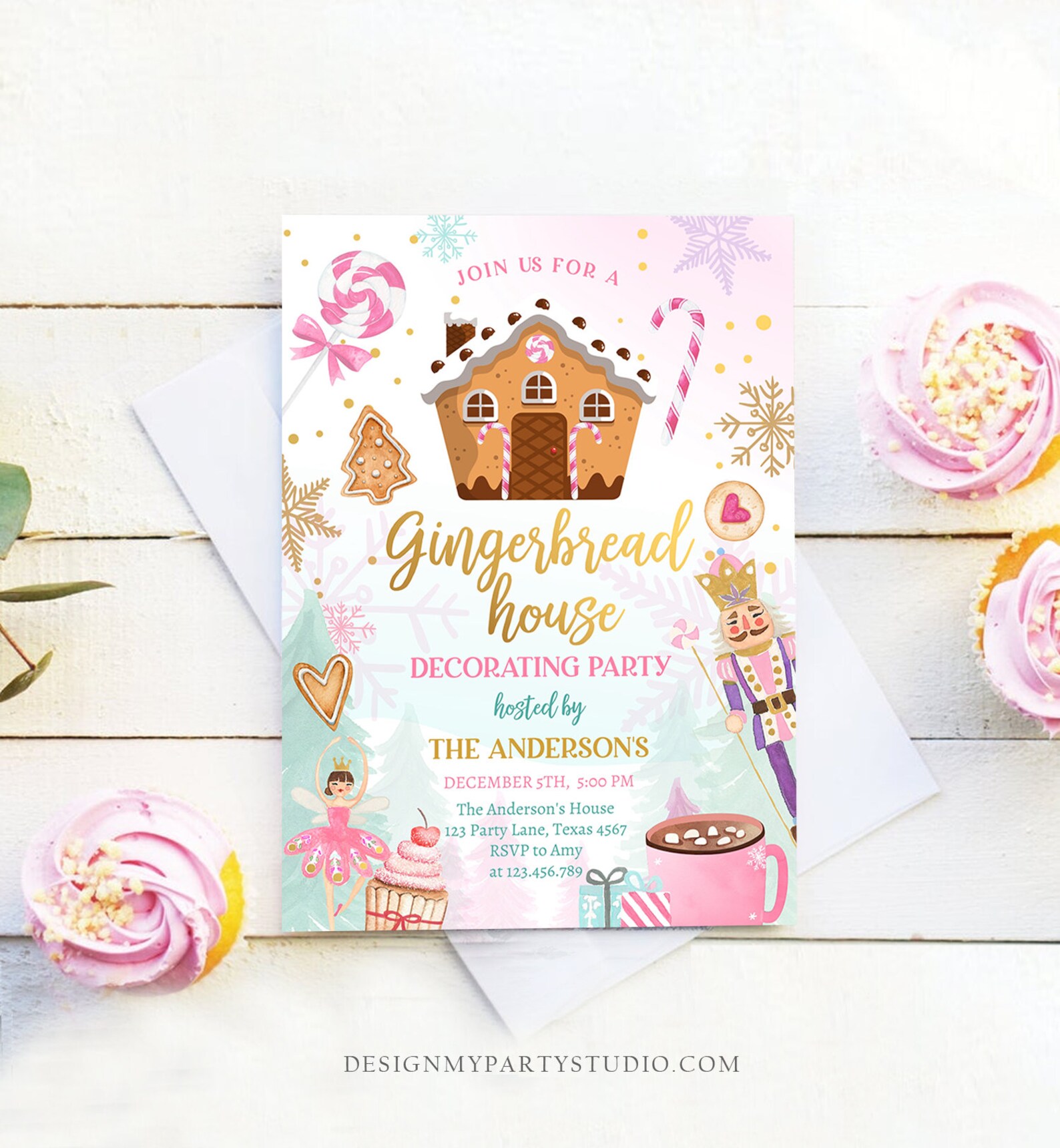 Editable Gingerbread House Decorating Party Invitation Land of - Etsy