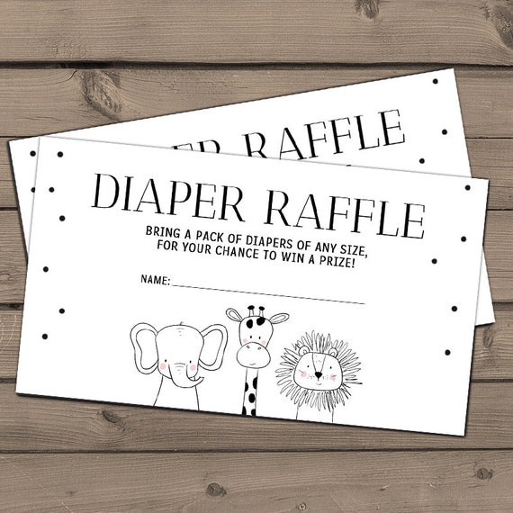 Safari diaper raffle tickets Jungle Baby shower Zoo animals Diaper ...