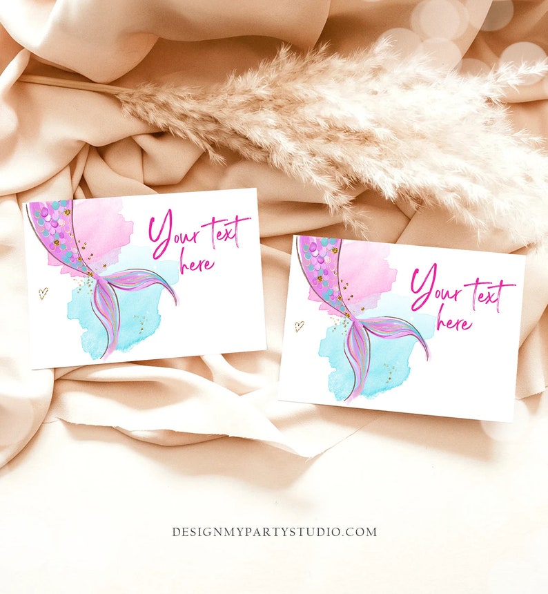 Editable Mermaid Insert Card Mermaid Bring a Book Card Baby Shower ...