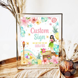 Editable Custom Sign Luau Birthday Decor Hawaiian Party Sign Table Sign ...