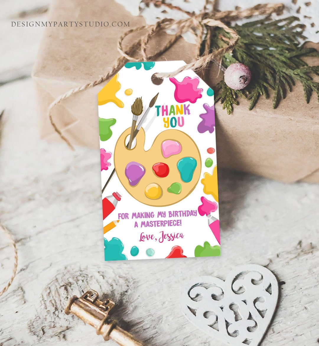Editable Art Party Favor Tags Painting Party Thank You Tag Gift Tag Art ...