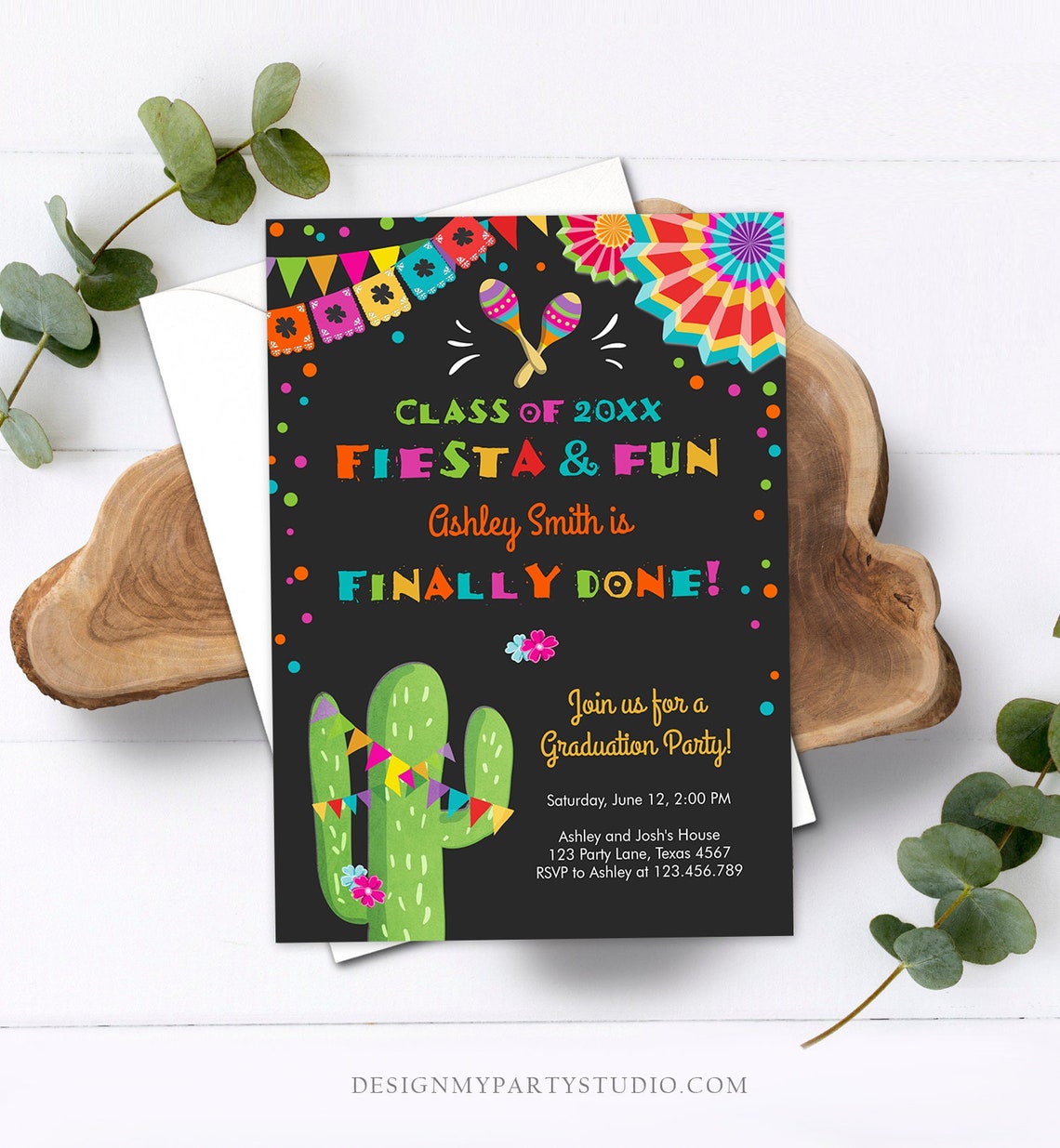 Editable Fiesta and Fun Graduation Party Invitation Finally - Etsy