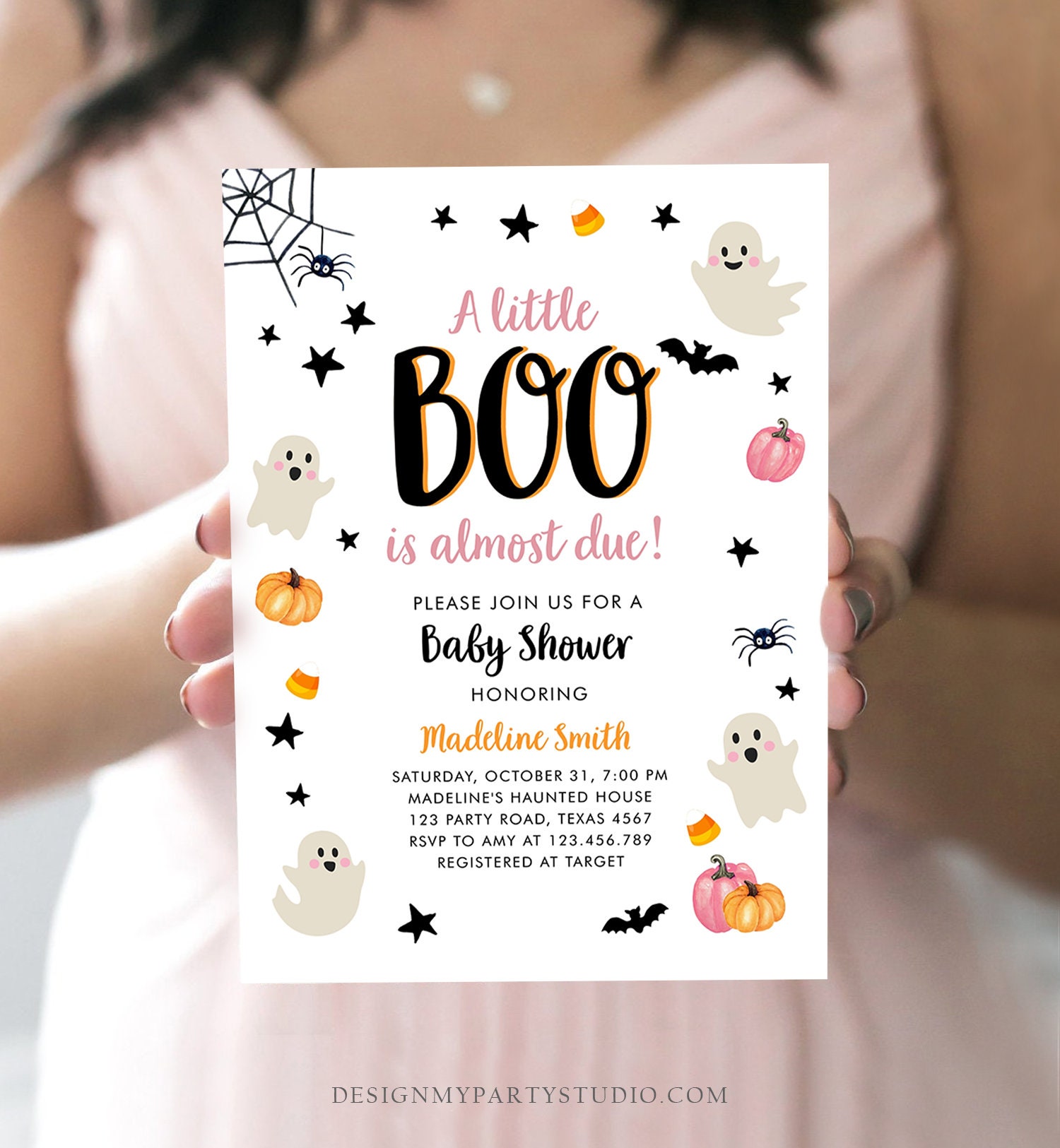 Editable Little Boo Baby Shower Invitation Cute Halloween Baby | Etsy