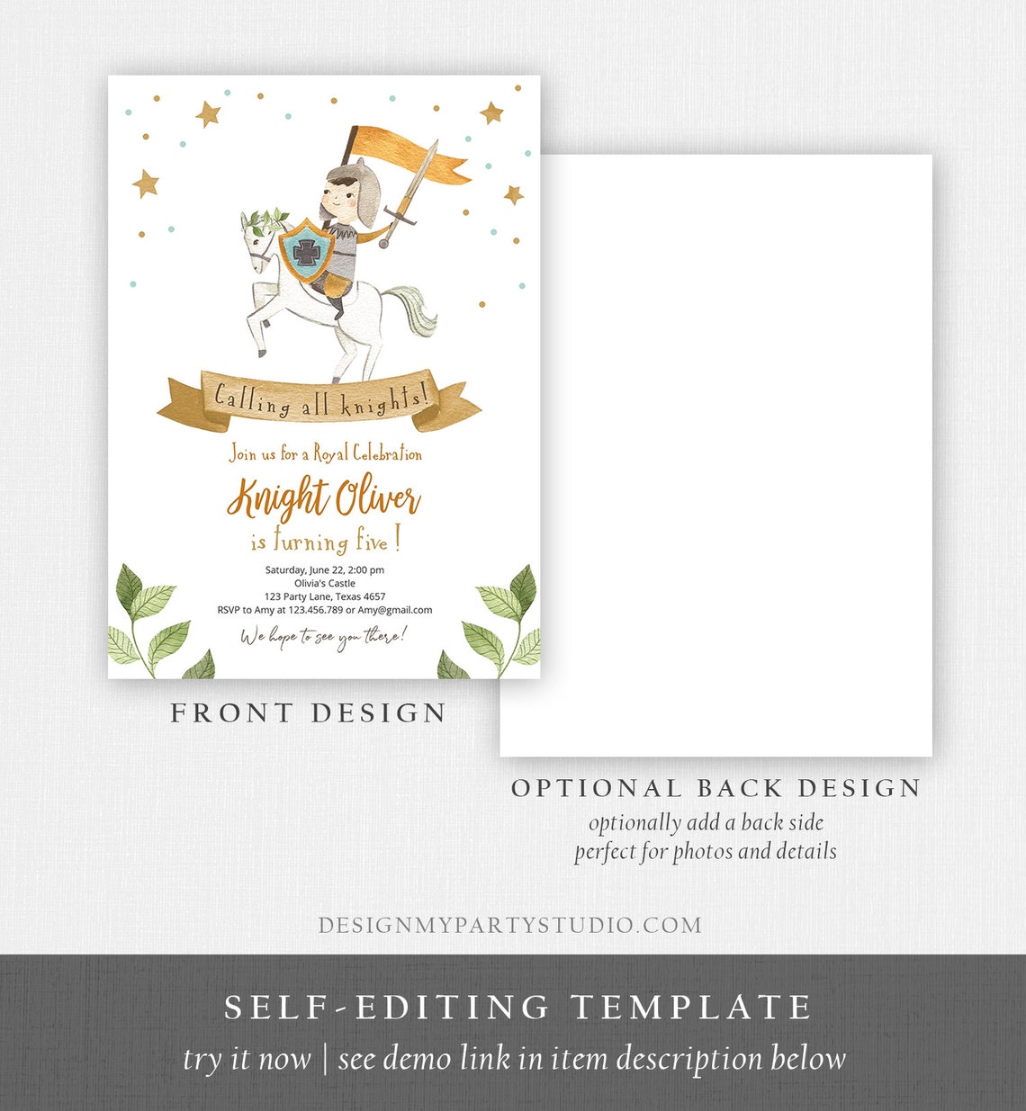 Editable Knight Birthday Invitation Boy Royal Birthday Once - Etsy Canada