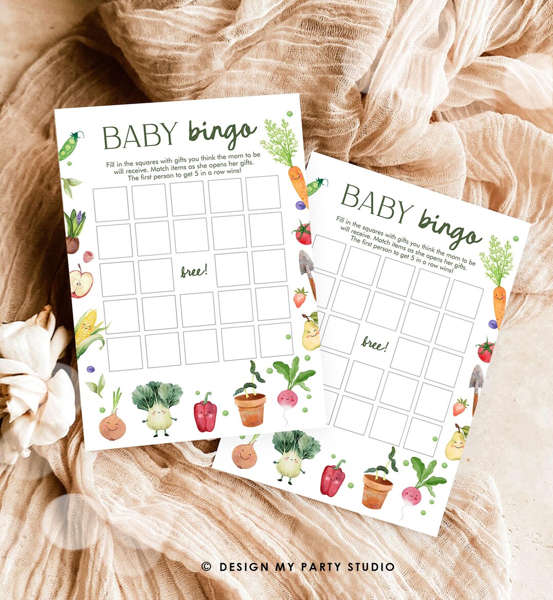 Editable Baby Bingo Baby Shower Game Card Little Sprout Farmers Market ...