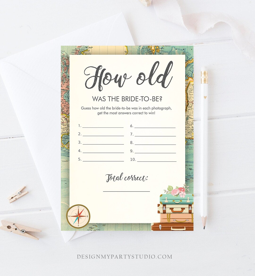 Editable How Old Was the Bride to Be Bridal Shower Game Travel - Etsy