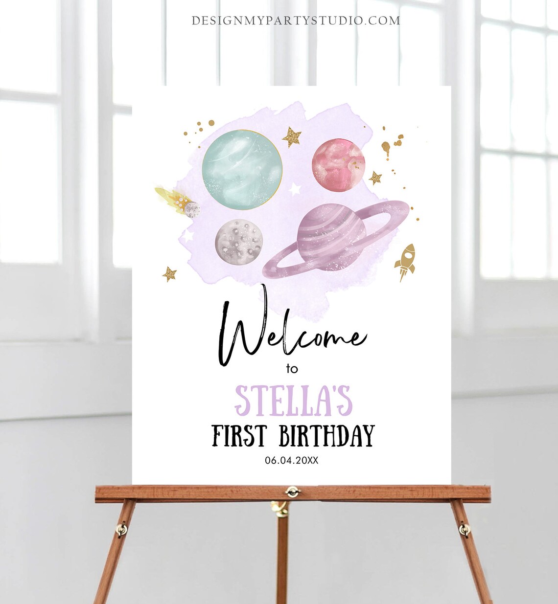 Editable Outer Space Birthday Welcome Sign 1st Birthday Girl - Etsy