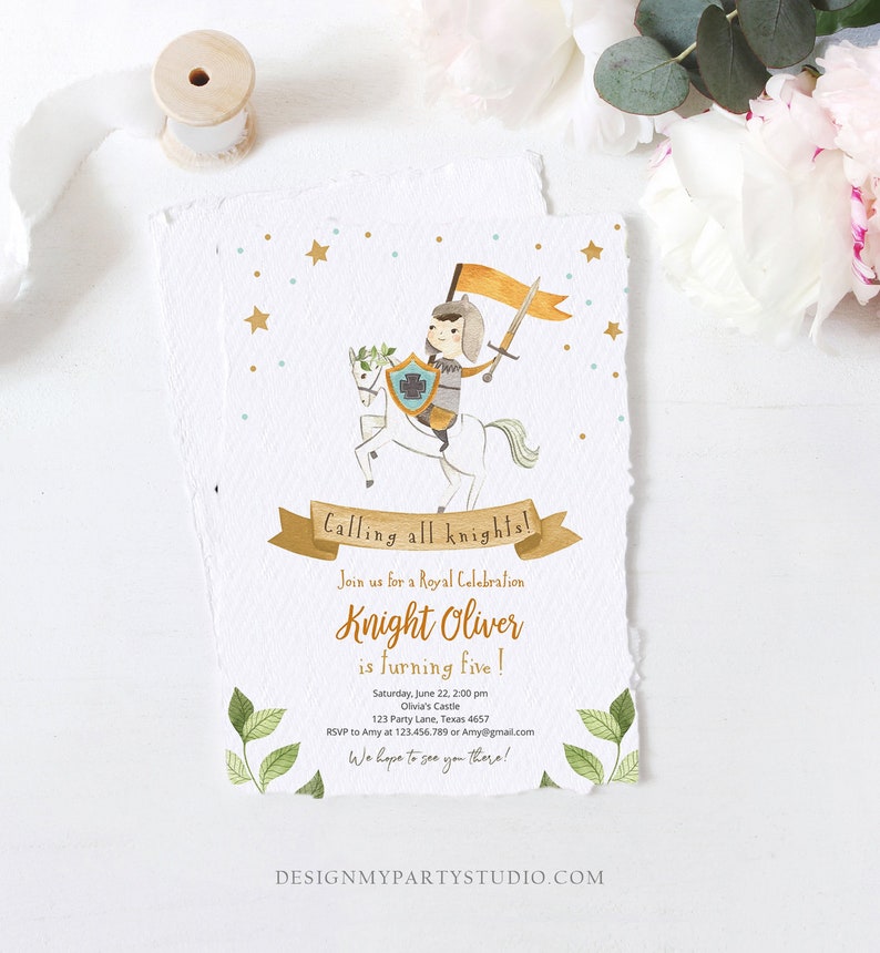 Editable Knight Birthday Invitation Boy Royal Birthday Once - Etsy