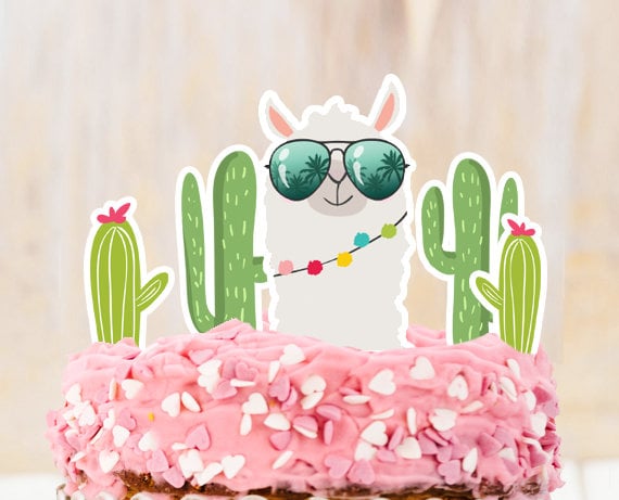 Llama Cake Topper Llama Birthday Llama Party Decor Fiesta Mexican Girl ...