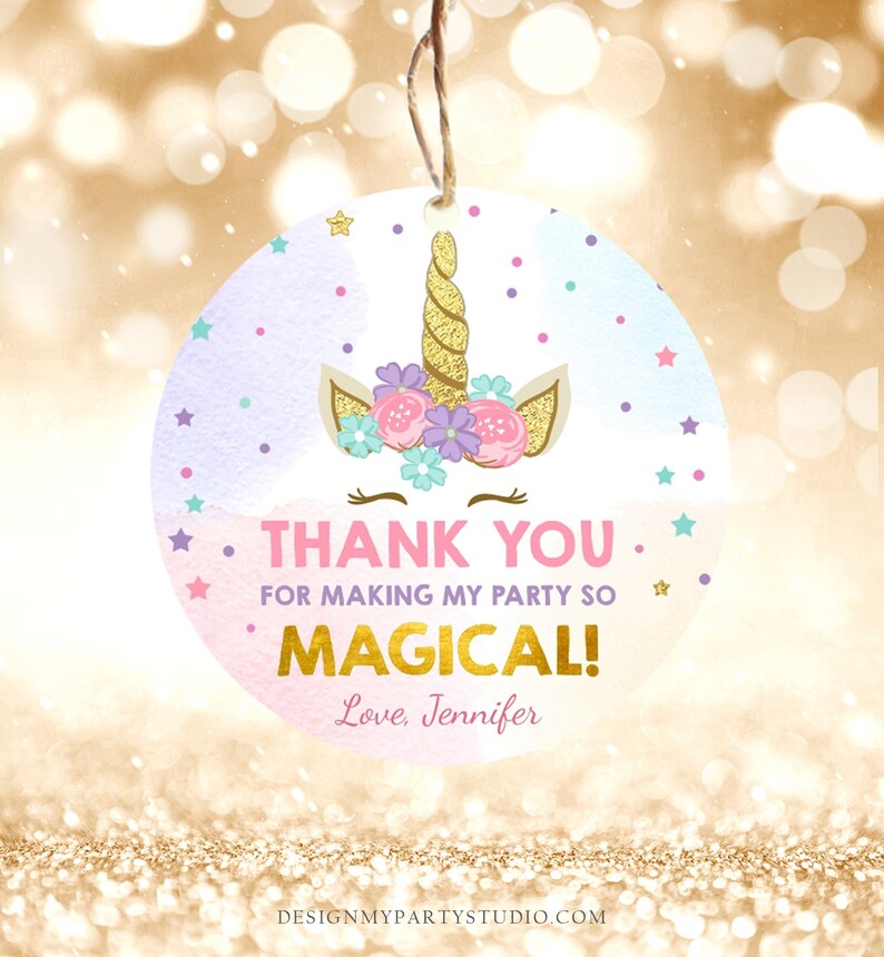 Editable Unicorn Favor Tags Magical Birthday Thank You Tag | Etsy