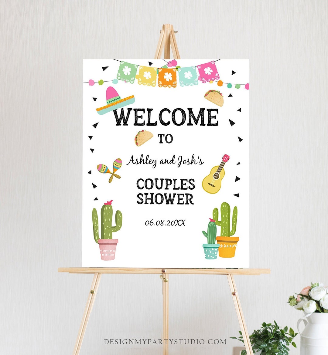 Editable Fiesta Cactus Welcome Sign Couples Shower Welcome - Etsy