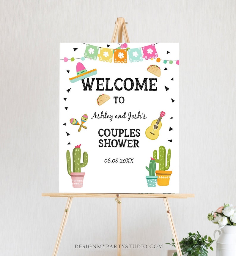 Editable Fiesta Cactus Welcome Sign Couples Shower Welcome | Etsy