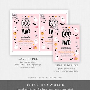 Editable Halloween 2nd Birthday Invitation Pink Ghost Costume Party ...